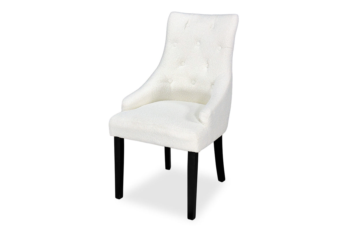 Scoop Back Chair - White Bouclé (Black Legs) – Brisbane Furniture