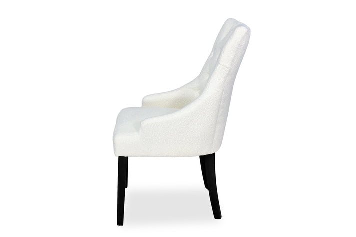 Scoop Back Chair - White Bouclé (Black Legs) – Brisbane Furniture