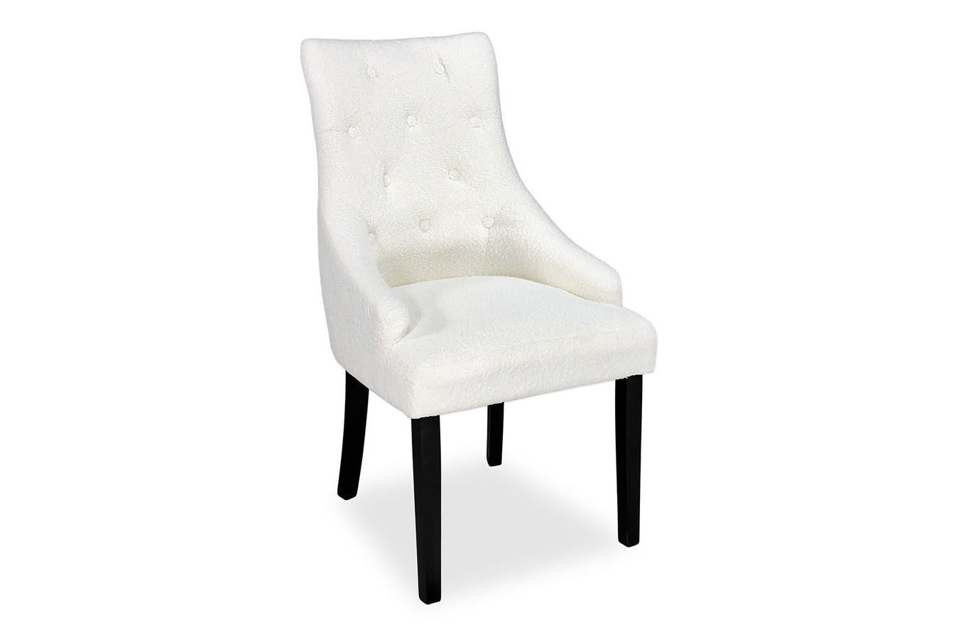 Scoop Back Chair - White Bouclé (Black Legs) – Brisbane Furniture