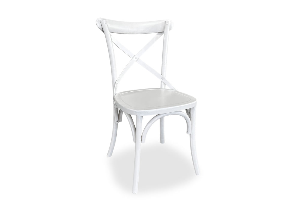 Cross Back Chair - White (Timber Seat) – Brisbane Furniture