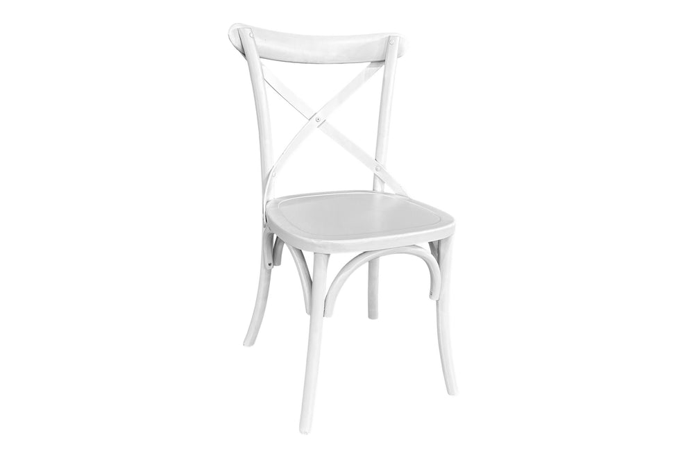 Cross Back Chair - White (Timber Seat) – Brisbane Furniture