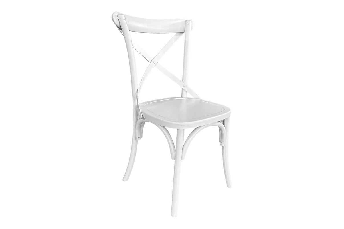 Cross Back Chair - White (Timber Seat) – Brisbane Furniture