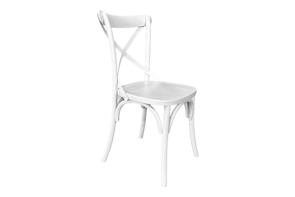 Cross Back Chair - White (Timber Seat) – Brisbane Furniture