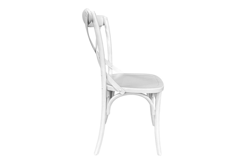 Cross Back Chair - White (Timber Seat) – Brisbane Furniture