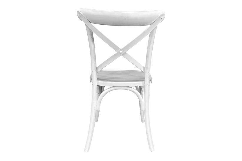 Cross Back Chair - White (Timber Seat) – Brisbane Furniture