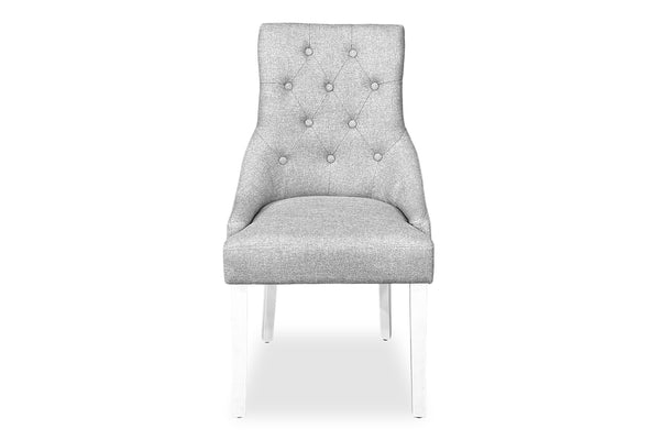 Scoop Back Chair - Light Grey (White Legs) – Brisbane Furniture