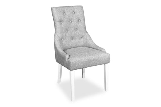 White Scoop Back Chair - Light Grey – Brisbane Furniture